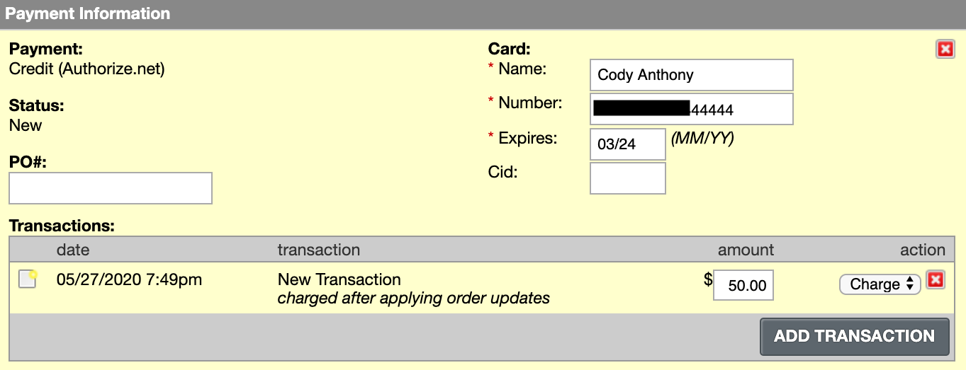 EDIT ORDER PAGE